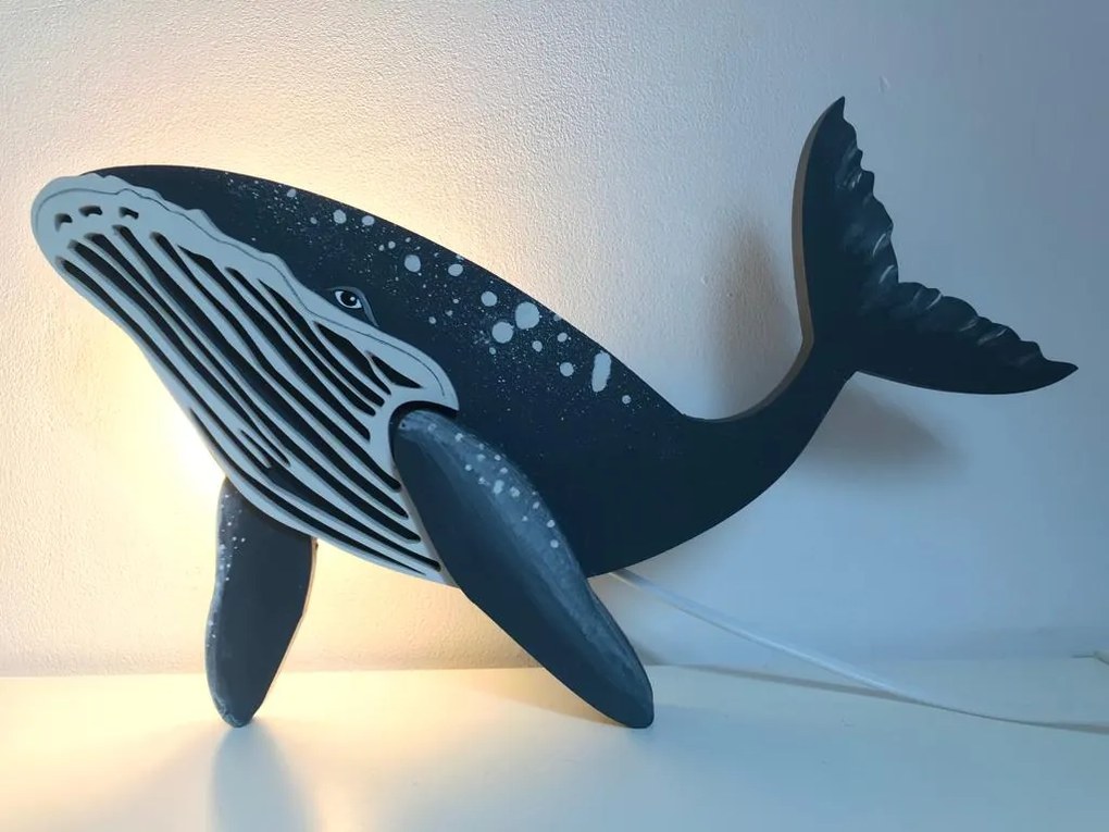 Makuto Art Dřevěná lampa VELRYBA do dětského pokoje