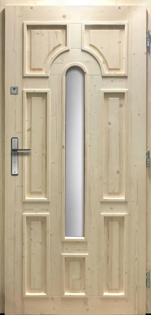 Vchodové dveře Hamburg, 90 P, rozměr vč. zárubně: 1015 × 2030 mm, masivní dřevo, pravé, smrk, prosklené