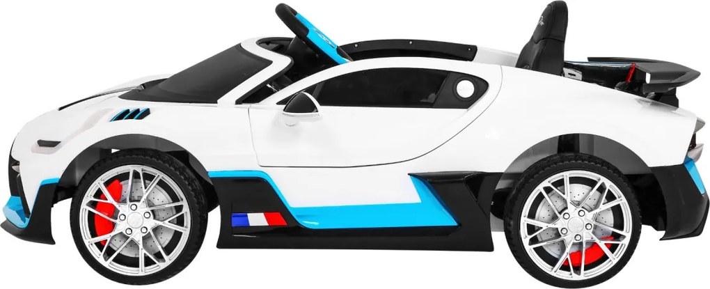 Ramiz Dětské autíčko na baterie Bugatti Divo bílé + dálkové ovládání + EVA kola + pomalý start + LED + MP3