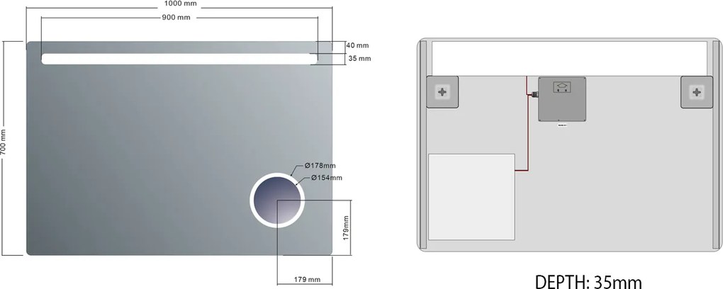 Sapho Sapho, ASTRO LED podsvícené zrcadlo 1000x700mm, kosmetické zrcátko, MIRL4