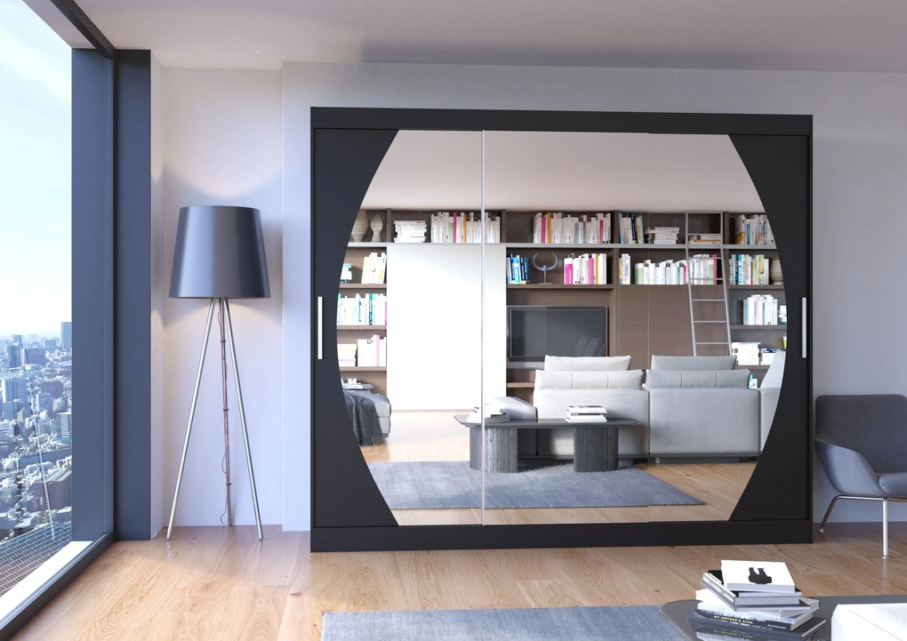 ADRK Furniture Skříň s posuvnými dveřmi a zrcadlem CAMBE 250 ADRK-SW-CAM-B-250