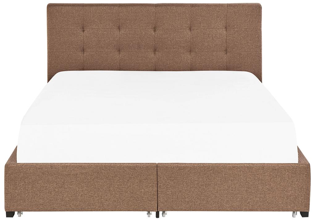 Čalouněná postel s úložným prostorem 180 x 200 cm hnědá LA ROCHELLE Beliani