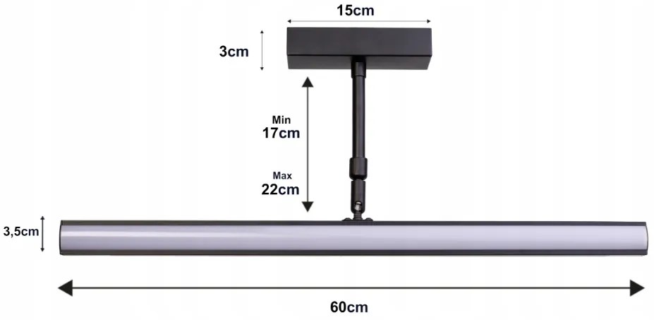 BERGE Nástěnné svítidlo LED do koupelny - 60 cm - 14 W černé