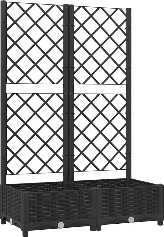 Zahradní květináč s mřížkou černý 80 x 40 x 121,5 cm PP 318270