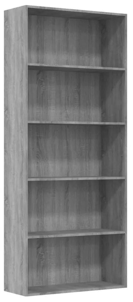 Petromila 5patrová knihovna šedá sonoma 80 x 30 x 189 cm kompozitní dřevo