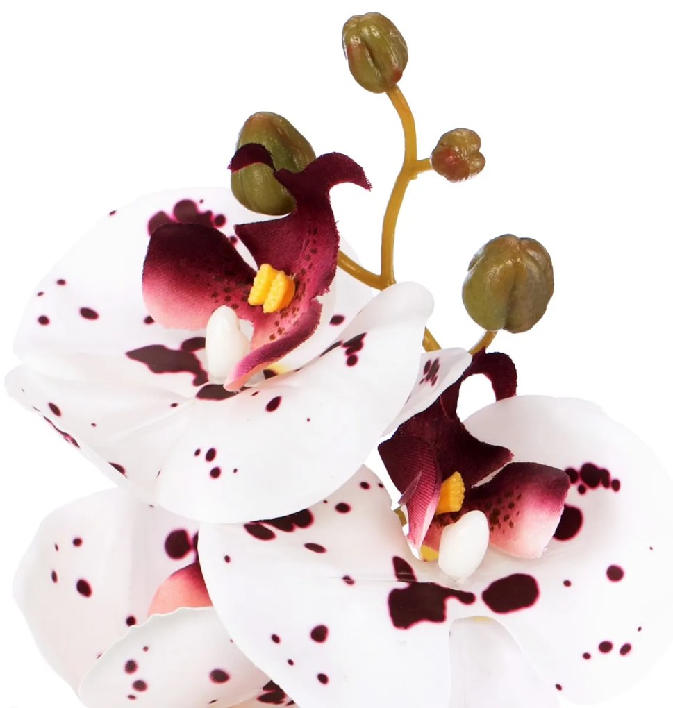 Umělý květ orchideje Bílo – fialový EDEN