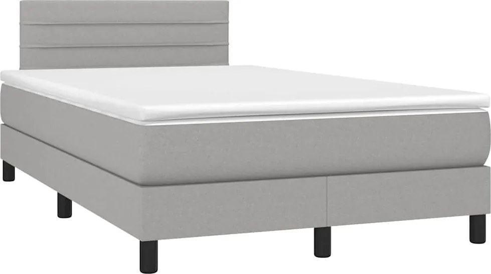 Box spring postel s matrací a LED světle šedá 120x200 cm textil 3133221