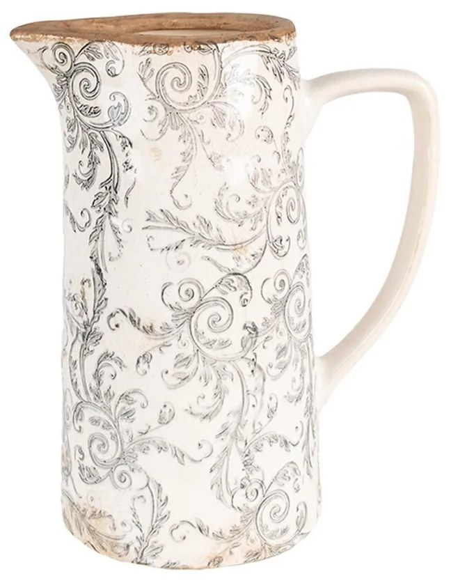 Béžový keramický dekorační džbán se šedými ornamenty Gassia L - 21*14*26 cm