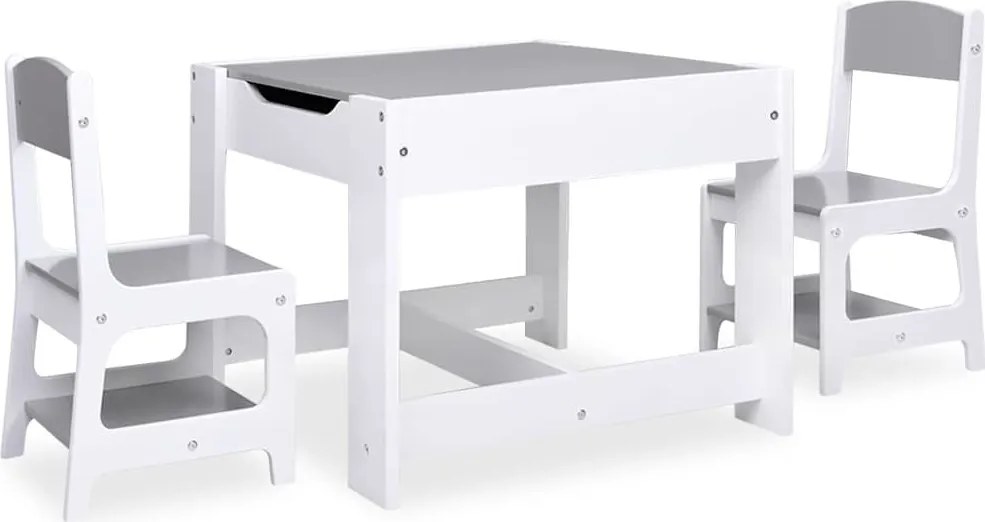 vidaXL Dětský stůl se 2 židlemi MDF [80284] Barva: Bílá