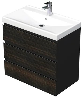 Koupelnová skříňka s umyvadlem SAT Cube Way 80x71x46 cm hnědá mat CUBE3D46803ZHVER