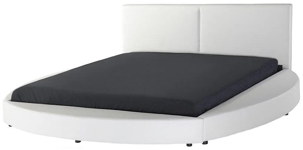 Luxusní bílá kruhová postel z pravé kůže 180x200 cm LAVAL Beliani