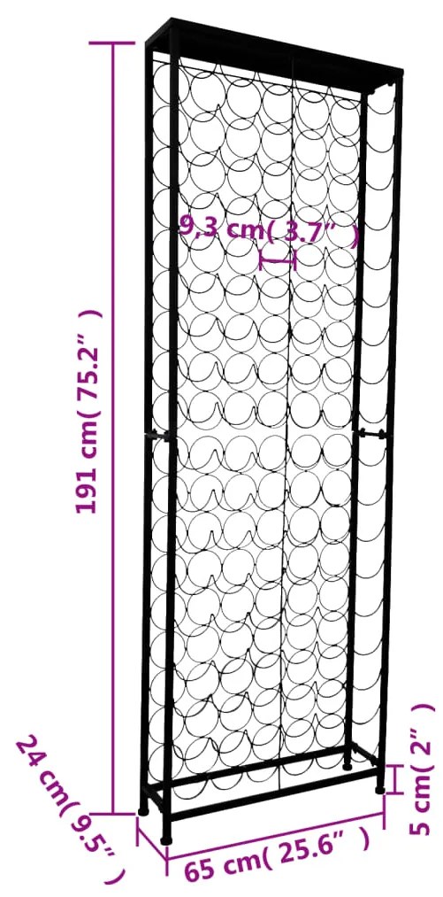 vidaXL Marketos Stojan na víno na 108 lahví, kovový