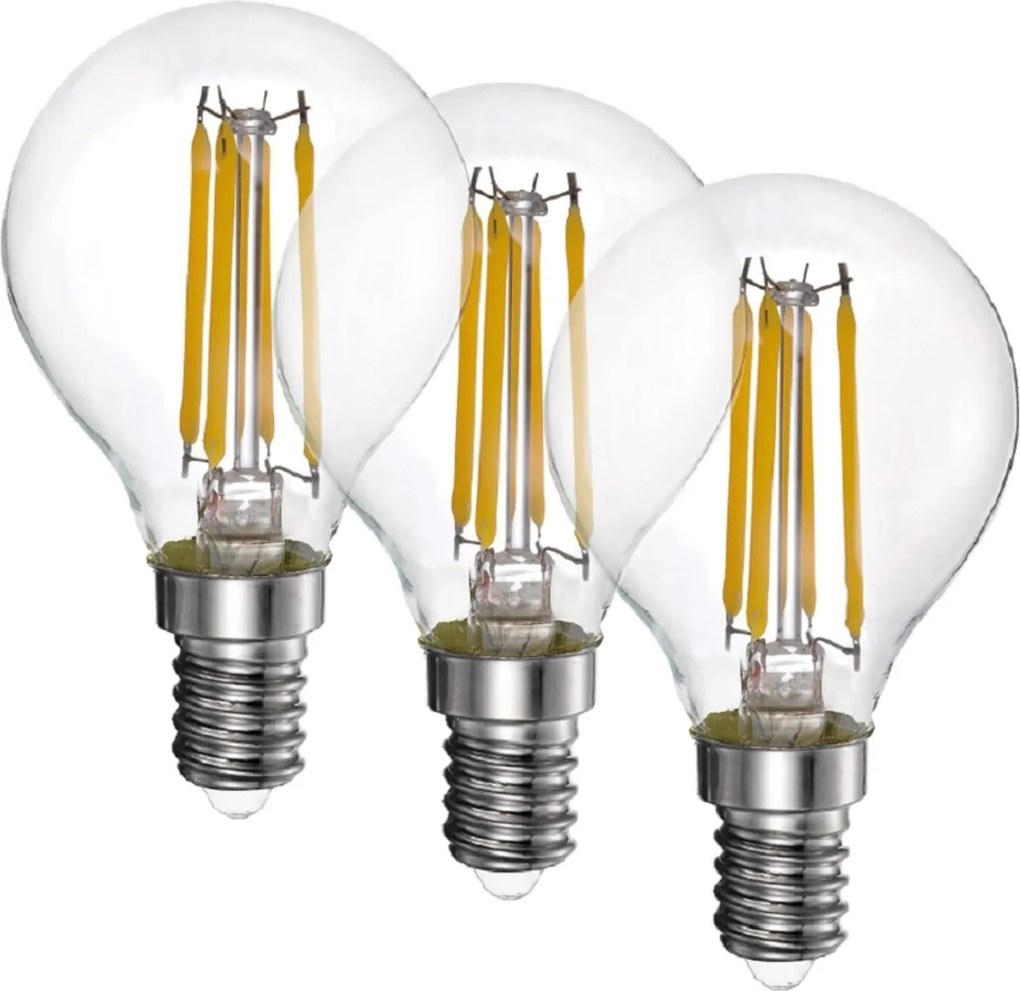EURO-LUX LED žárovka Filament E14, 4 W, 470 lm, 2700 K, pr. 45 x 75 mm, 3 ks
