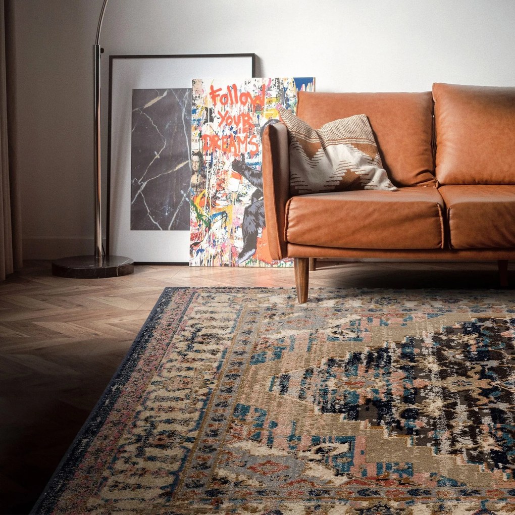 Modrý koberec Cure Blue Retro Rozměry: 155x230 cm