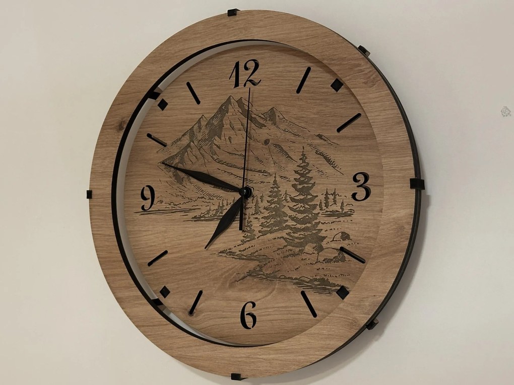 Li-Go "Hory" světelné hodiny s powerbankou a pohybovým čidlem/dub světlý velikost svítidla/hodin: 31 cm