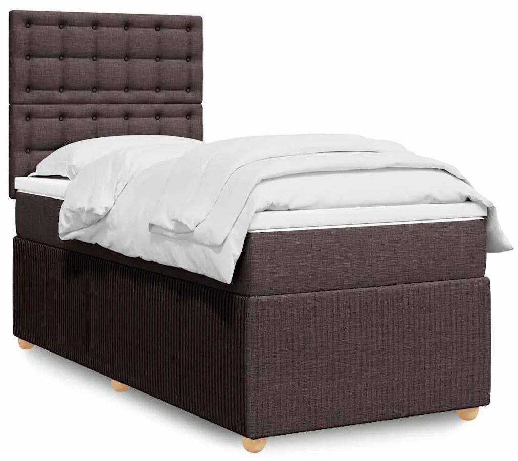 Box spring postel s matrací tmavě hnědá 90x200 cm textil 3291956