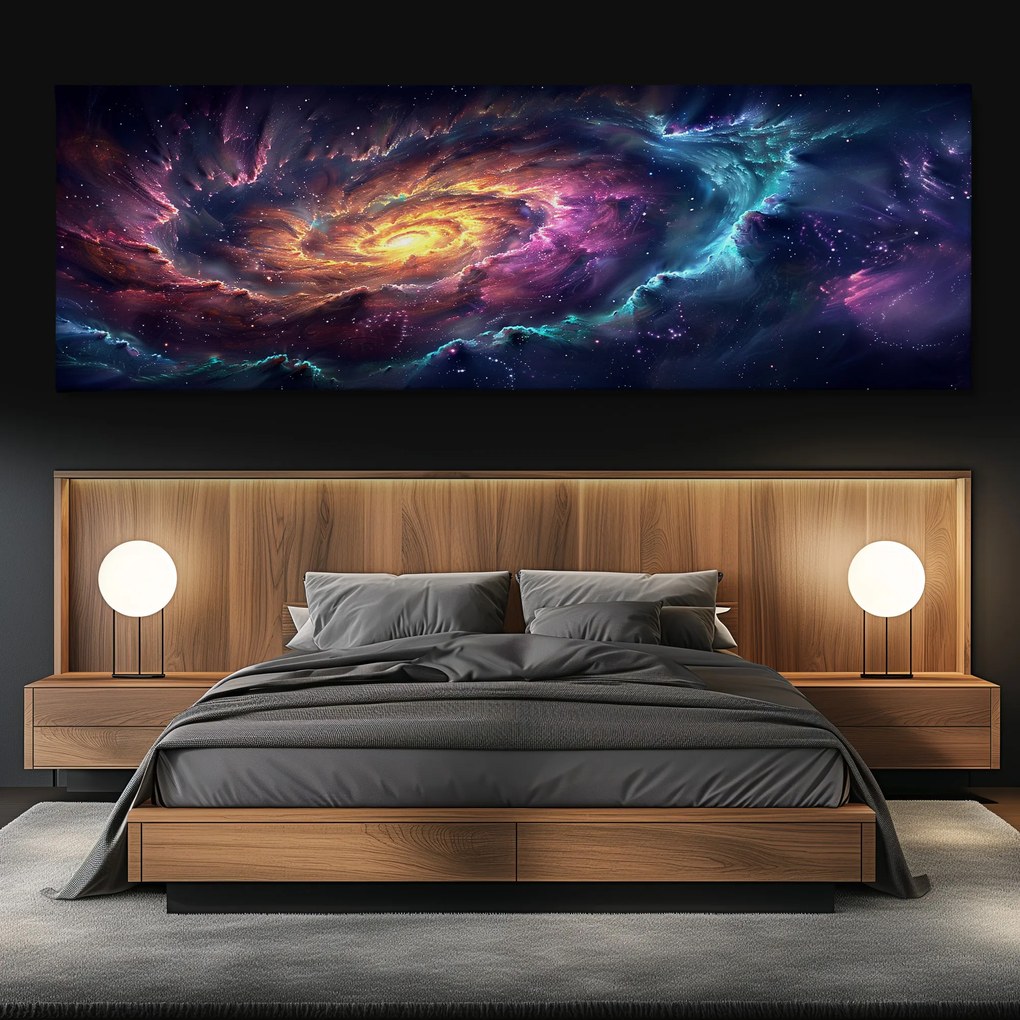 Obraz na plátně - Galaxie Risierre FeelHappy.cz Velikost obrazu: 120 x 40 cm