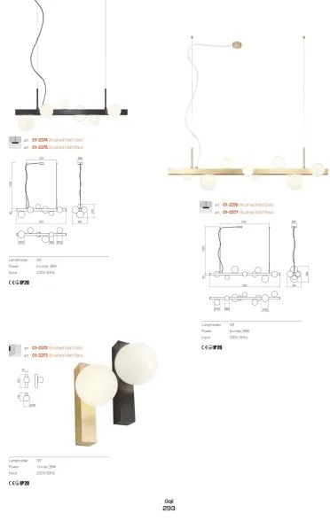Redo 01-2374 - Lustr na lanku GOJI 6xG9/28W/230V zlatá