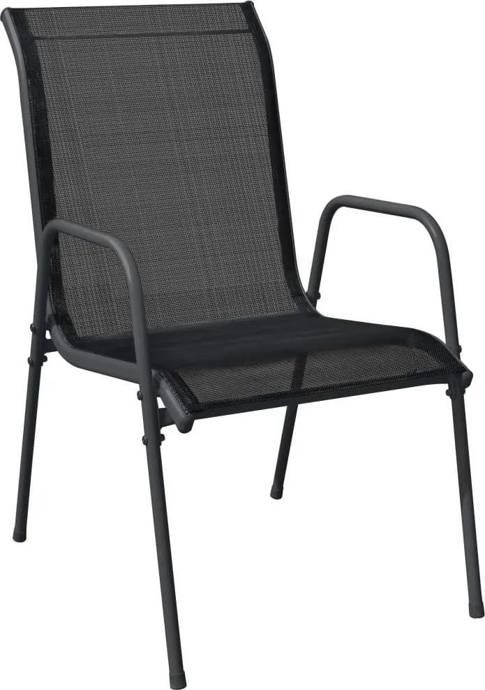 vidaXL Zahradní židle 4 ks ocel a textilen černé [316818]