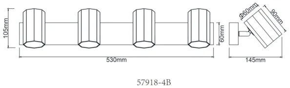 Globo 57918-4B - Bodové svítidlo JAMES 4xGU10/25W/230V černá