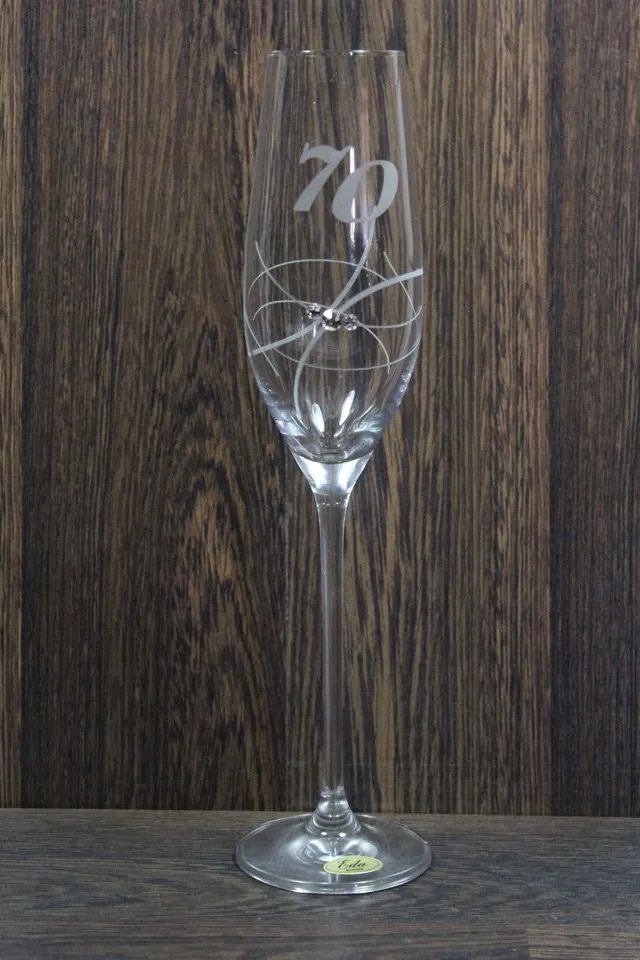 Výroční pohár na 70. narozeniny se swarovski kristaly ŠAMPAŇSKÉ 3. (220 ml)