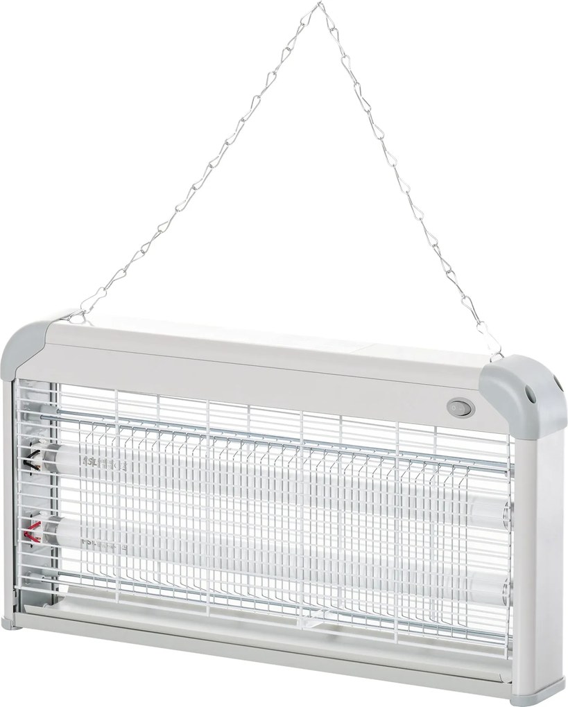 Outsunny Elektrická Lampa proti Komárům 30W, Zabíječ Hmyzu pro Interiér s UV Světlem do 60 m² pro Zahradní Terasu a Patio 48,5x8,5x26,5 cm Šedá | Aoso