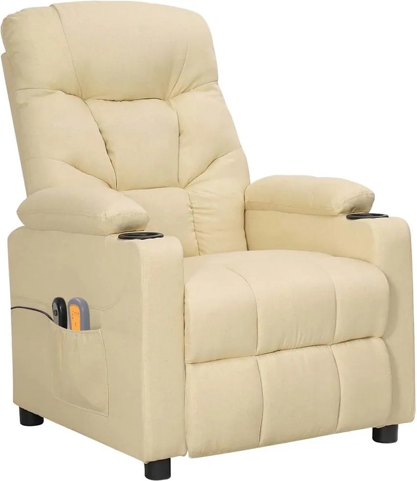 Elektrické masážní křeslo krémové textil 3098836