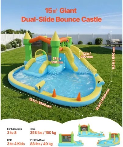 Nafukovací skákací hrací deska, 3,2 × 3,1 × 1,9 m VEVOR