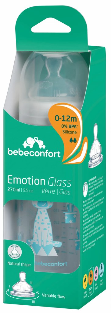 Kojenecká láhev Emotion Glass 270ml 0-12m White