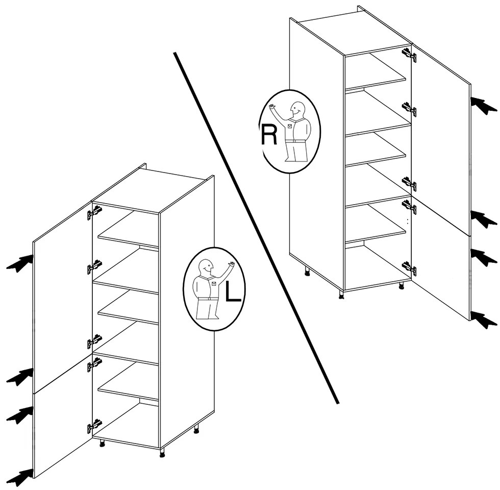 OLD STYLE | vysoká skříňka 60 DK-215 2F potravinová | 60 cm | antracit/old style