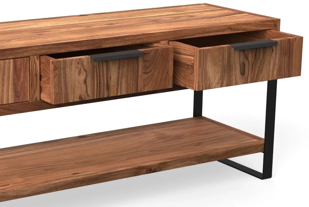 furniture-nabytek.cz - Masivní TV stolek Sidora z akácie, lakovaný, hnědý – 137×45×55 cm