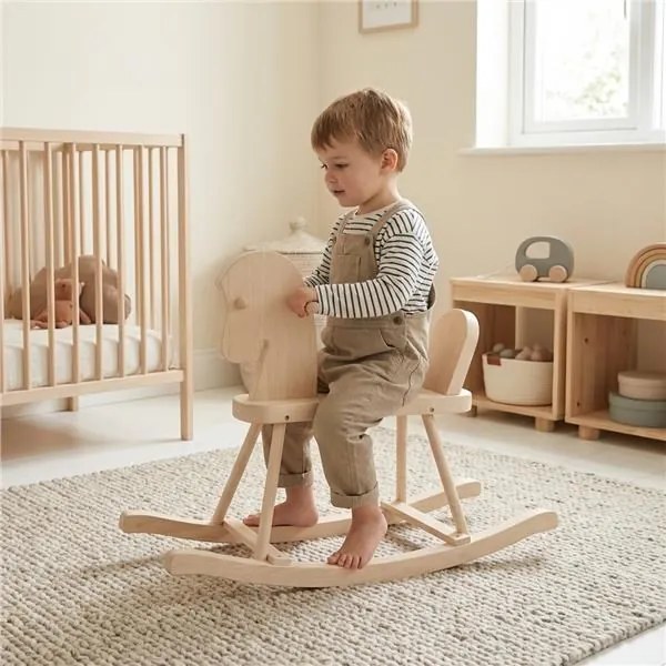 Dřevěný houpací koník pro děti Baby Mix přírodní