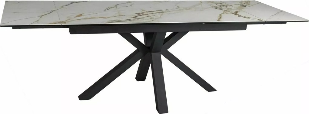 Rozkládací jídelní stůl Columbus Ceramic 160/240 cm bílý mramor/černý mat