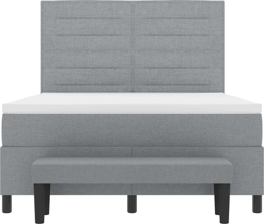 Postel s boxspringem s čelo Světle šedá 140 x 190 cm textil 3343988