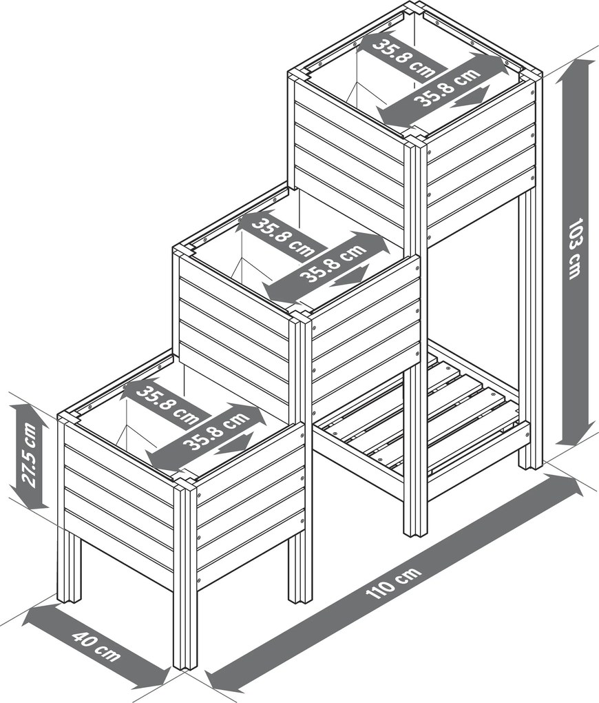 Tchibo - Vyvýšený schodový truhlík - barva: hnědá