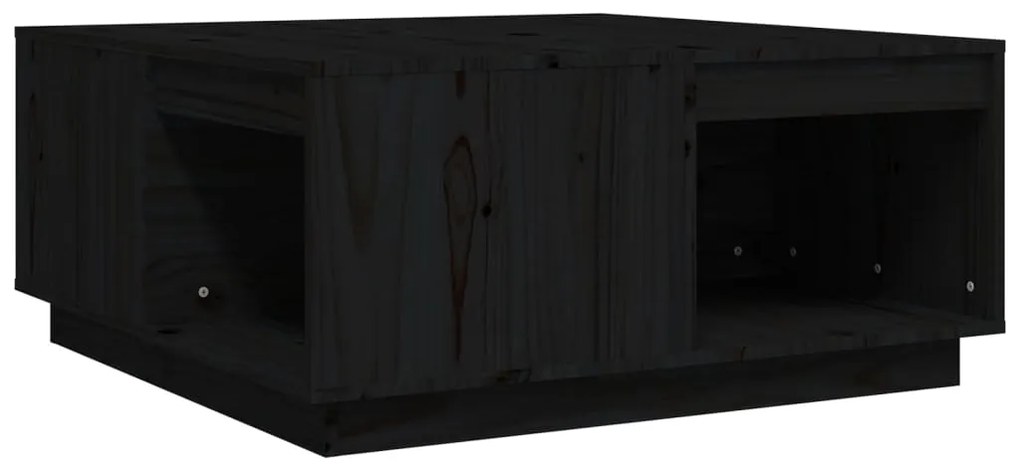 Konferenční stolek černý 80x81x36,5 cm masivní borové dřevo - Default Title