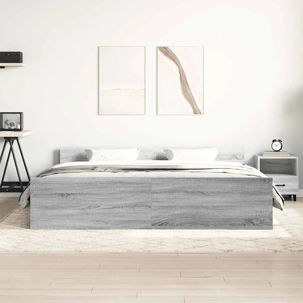 Rám postele s hlavovým a nožním čelem šedý sonoma 180 x 200 cm 3203773
