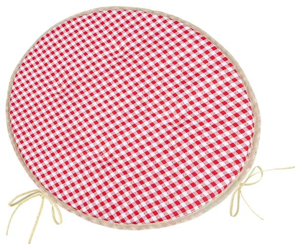 Bellatex Sedák BERTA kulatý hladký průměr 40 cm Kostička Červená