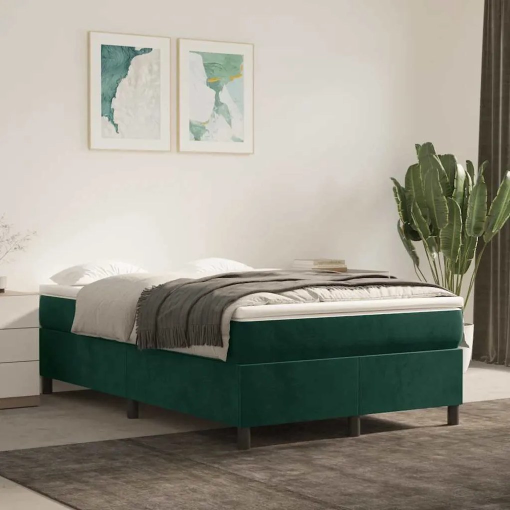 Box spring postel s matrací tmavě zelená 120x190 cm samet 3269706