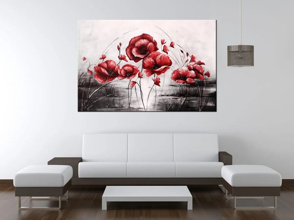 Gario Ručně malovaný obraz Červené Vlčí máky Rozměry: 100 x 70 cm