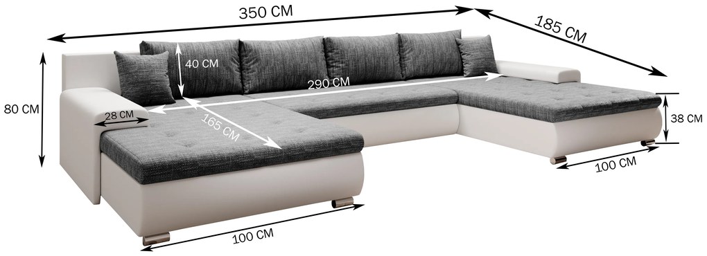 MSL Rohová sedačka LATINA U, 350 cm Barva látky: BERLIN 02 + SOFT 17