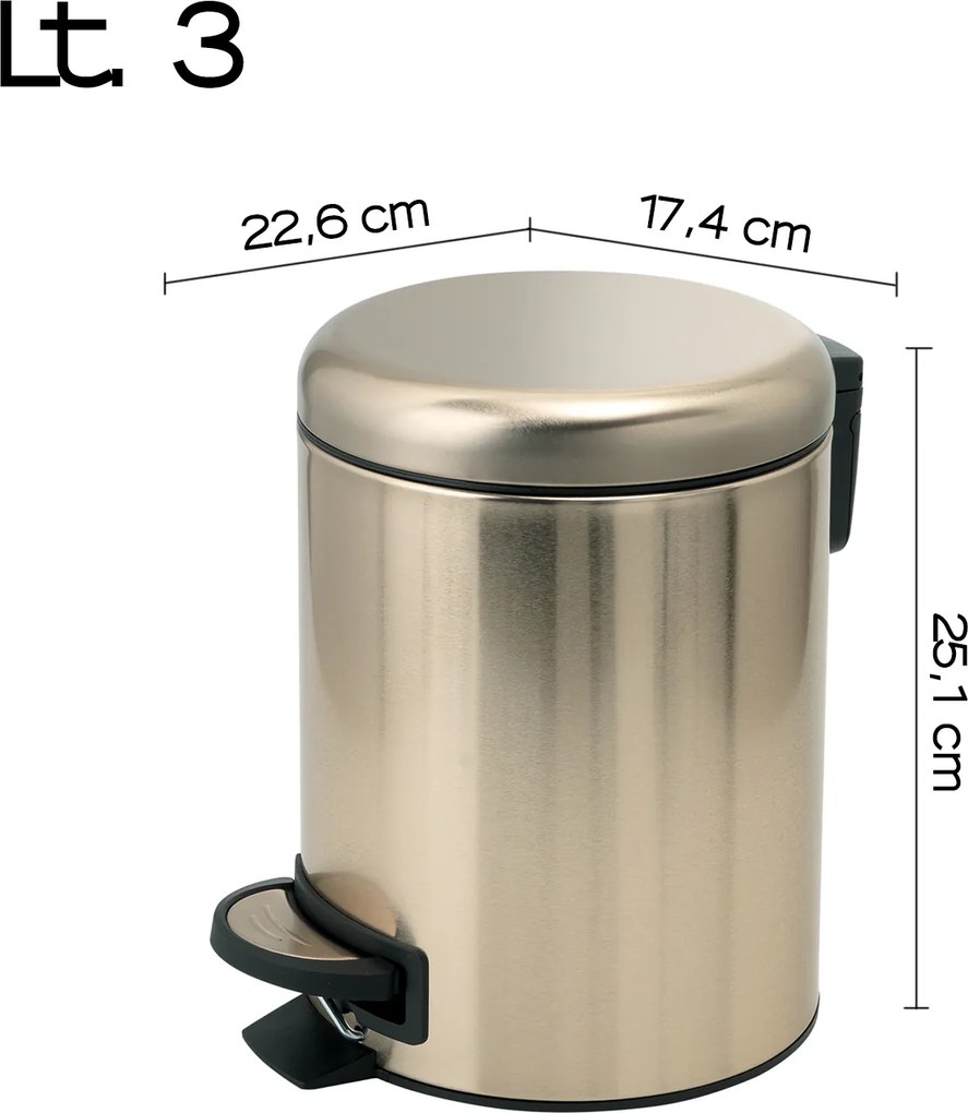 Gedy Gedy, POTTY odpadkový koš 3l, Soft Close, zlato mat, 320987