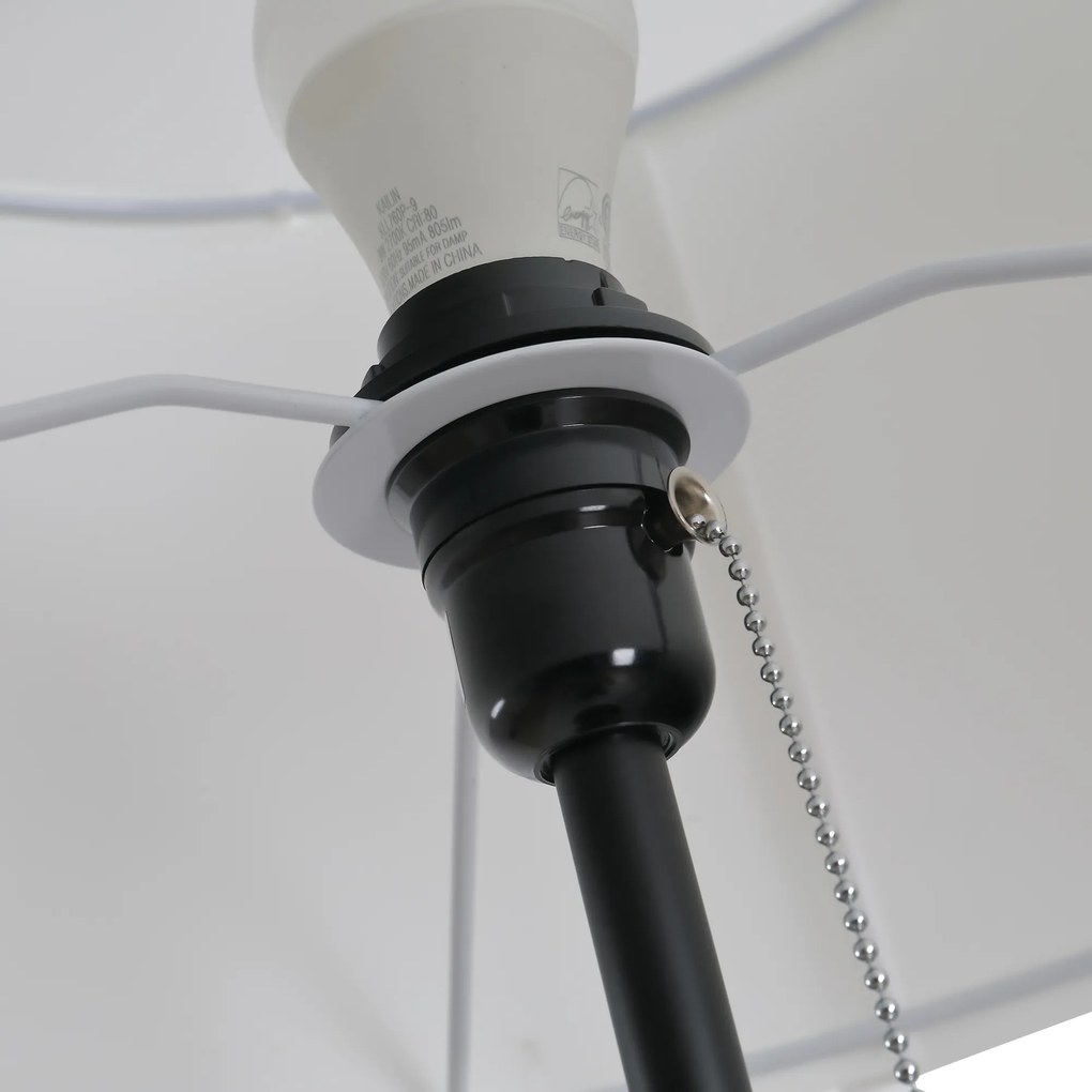 HOMCOM Stojací lampa Moderní stojací lampa E27, ocel a polyester, černobílá, 37x37x152cm, stylové osvětlení do obývacího pokoje a ložnice