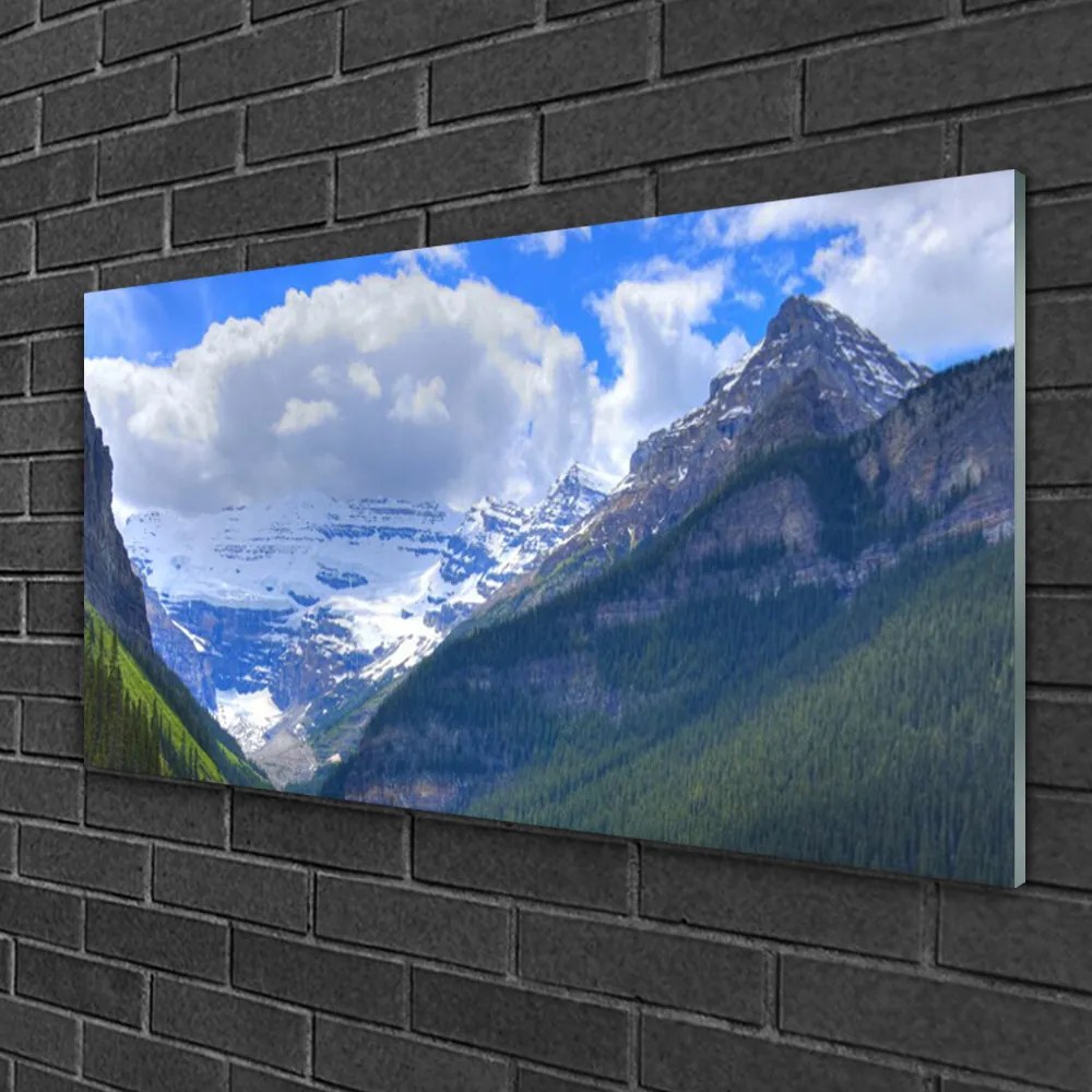Obraz na skle Krajina Hory 125x50 cm