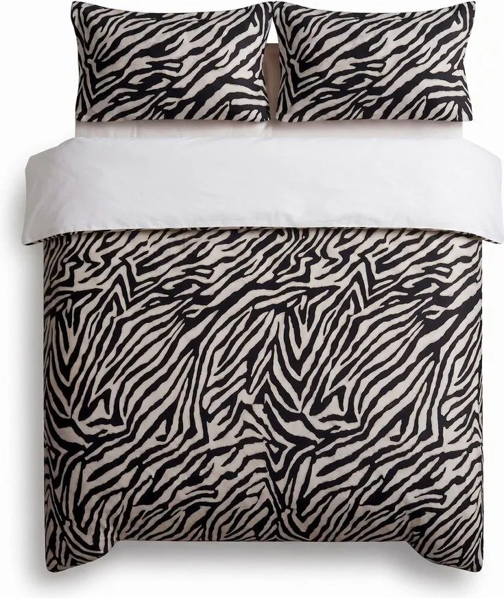 Černé povlečení na jednolůžko 200x140 cm Zebra – Mijolnir