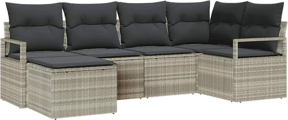 Set pohovek 6 ks Světle šedá polyratan 3346452