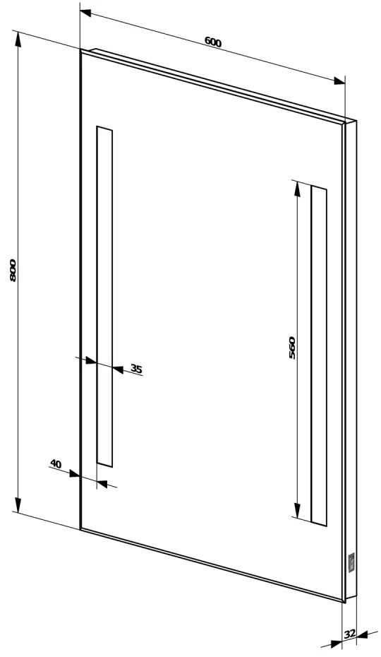 Aqualine Zrcadlo s LED osvětlením 60x80cm, kolébkový vypínač ATH6