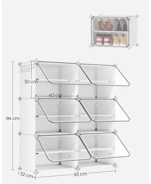 Modulární regál s přihrádkami BOXIFY bílá