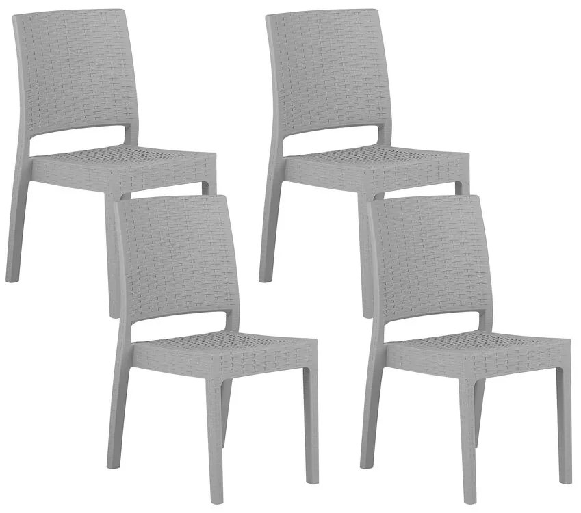 Sada 4 světle šedých zahradních židlí FOSSANO Beliani