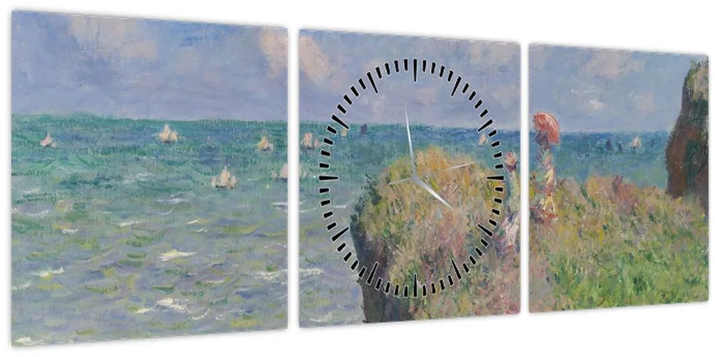 Obraz - Claude Monet, Cliff Walk at Pourville, reprodukce (s hodinami) (90x30 cm)
